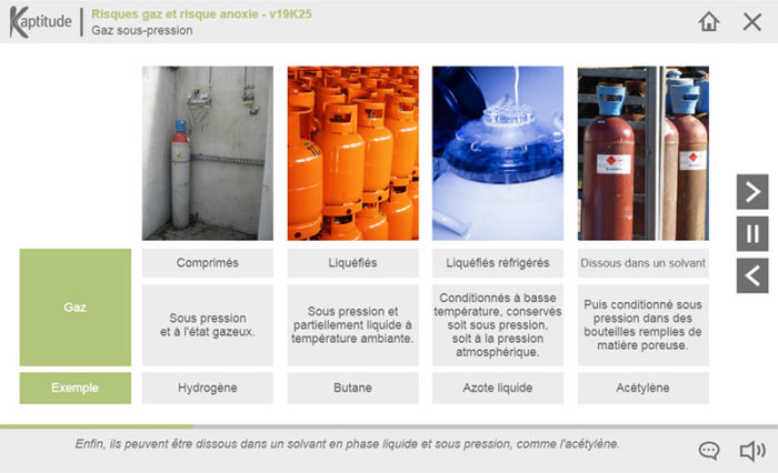 Formation e-learning - Risques liés à la manipulation de gaz - Kaptitude